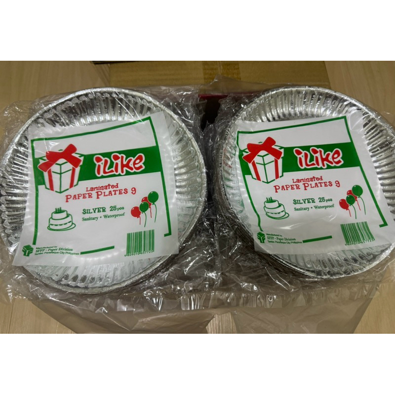 Paper Plate Laminated 9" Silver 25pcs/Pack Makapal | Shopee Philippines