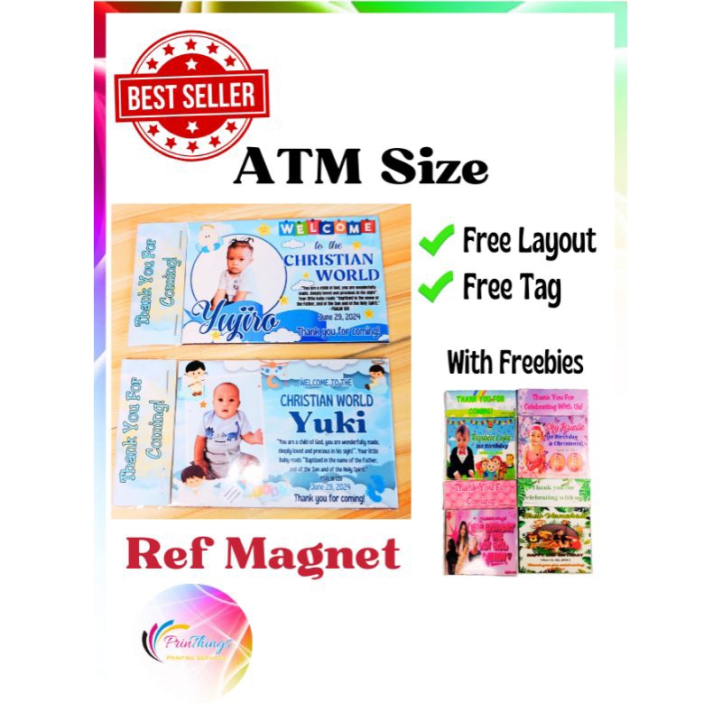 ATM Size Ref Magnet Souvenirs Giveaways for Birthday Christening ...