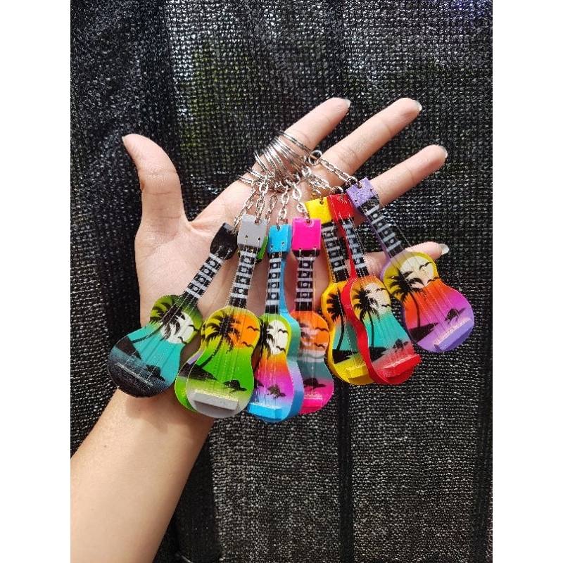 Mini Guitar Keychain made of Wood | Shopee Philippines