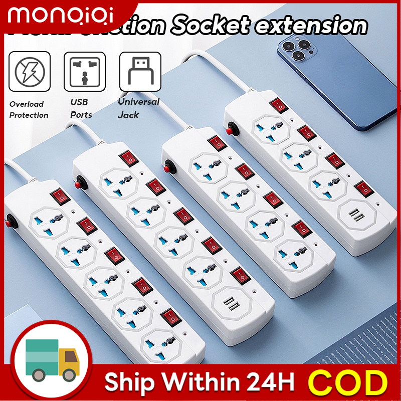 Socket Extension with USB Port Outlets 2500W Charging Extension Outlet ...