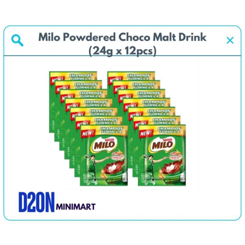 Nestle MILO Activ-Go Powdered Choco Malt Milk Drink 24G X 12 pieces ...