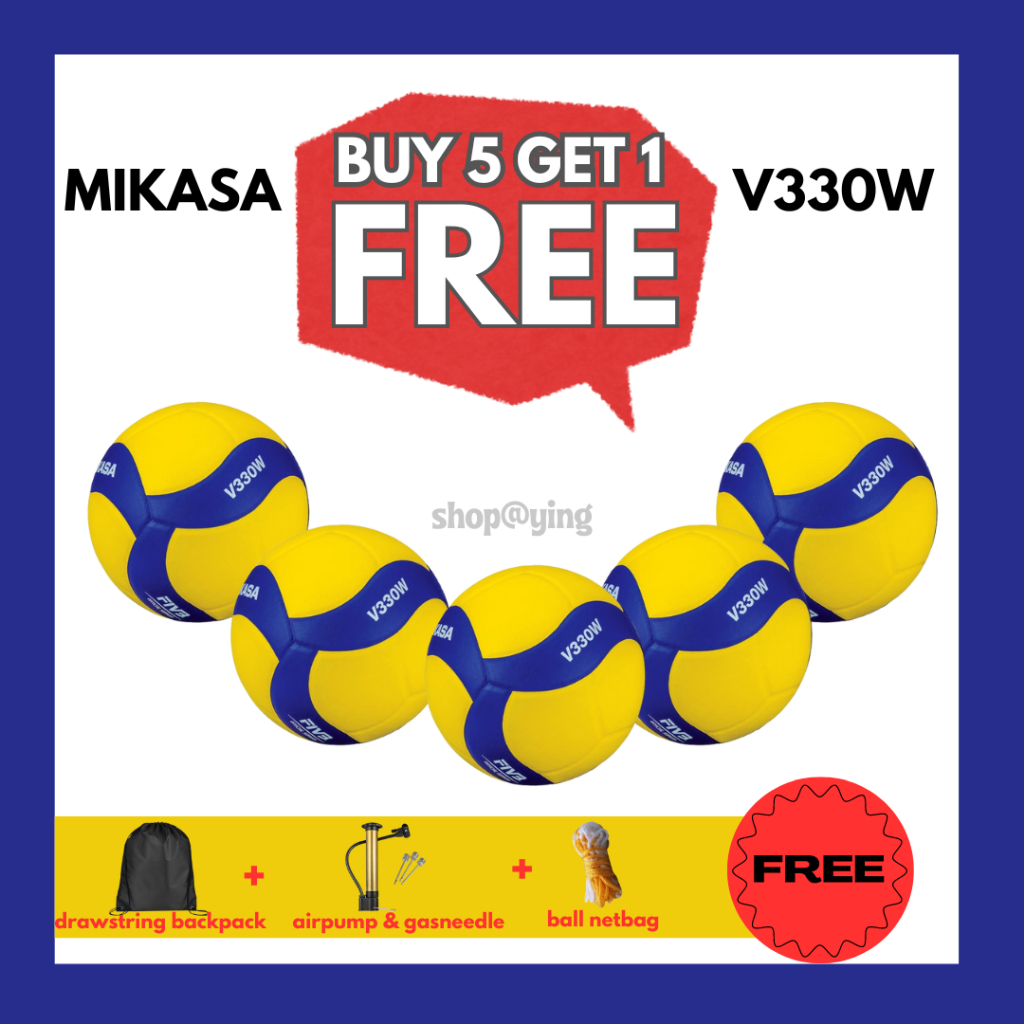MIKASA V200W V300W V330W Volleyball Ball Buy 5 Get 1 Free Ball | Shopee ...