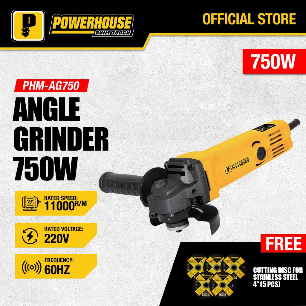 Powerhouse Usa Angle Grinder Set Original Torque Force Motor 750w 4 ...