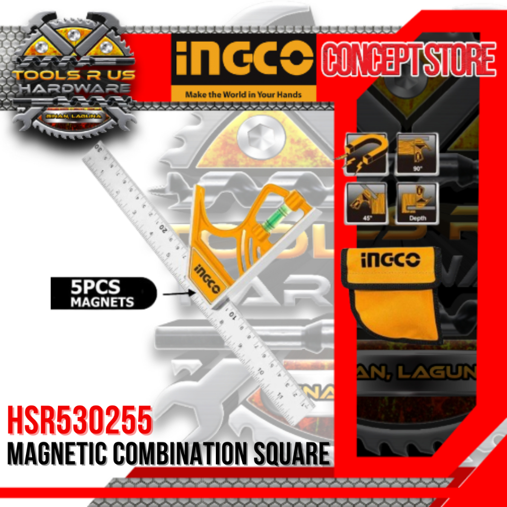INGCO Magnetic Lock Combination Square HSR530255 | HANDTOOLS | BINAN ...