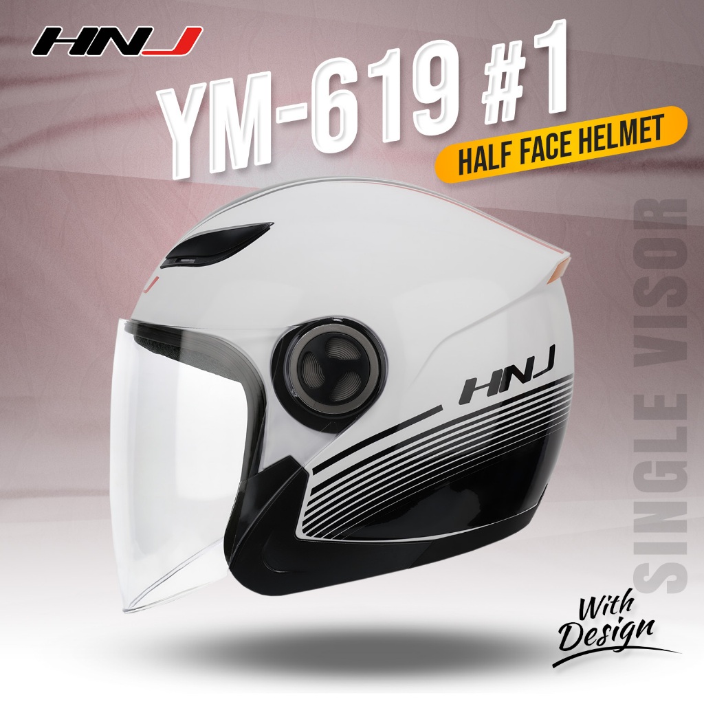 HNJ YM-619 Half Face Helmets for Motorcycle (Single Visor) | Shopee ...