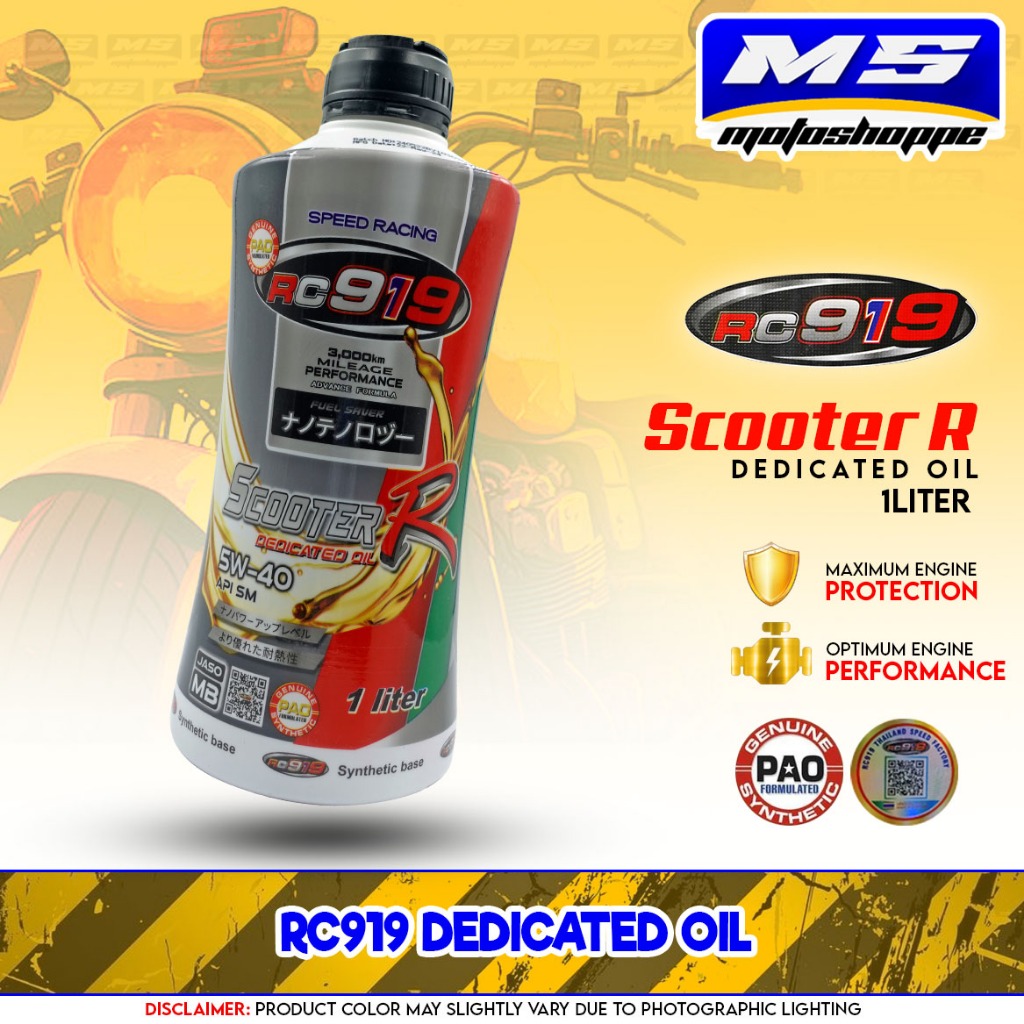 RC919 SCOOTER R DEDICATED OIL 5W -40 (1 LITER/800ML) - MOTOSHOPPE ...