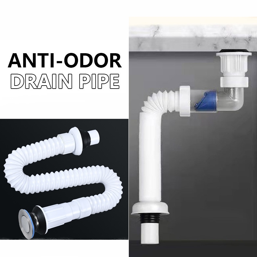 Sink Flexible Expandable Drain Pipe Set Retractable Bathroom Kitchen ...