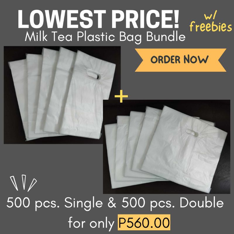 Milk Tea Take-out Bag 500pcs. each Single and Double | Shopee Philippines