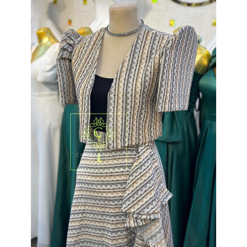 Modern Filipiniana Ethnic Inabel bolero and skirt (inner not included ...