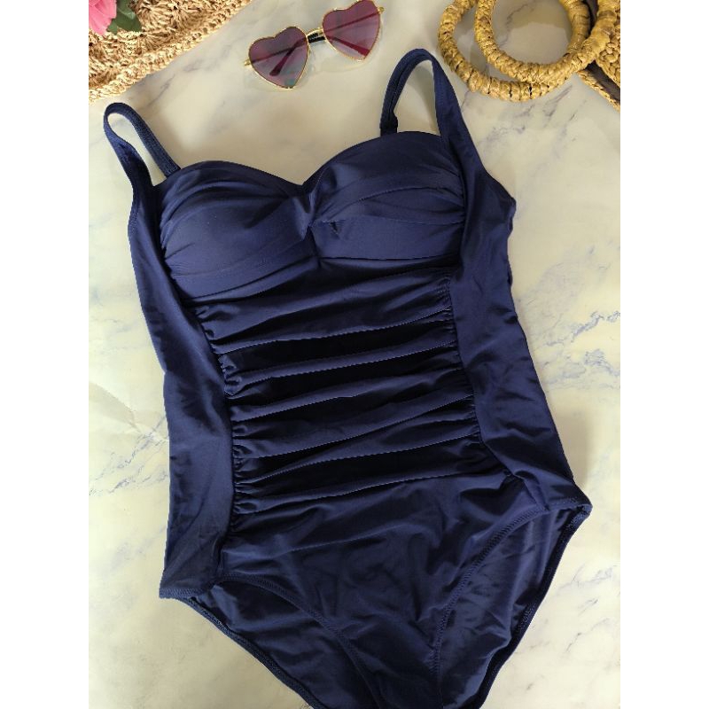Plus Size 2XL One Piece Navy Blue Swimsuit. | Shopee Philippines