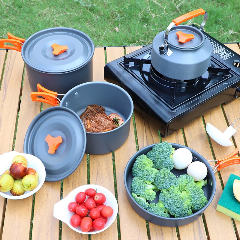 Camping Cookware Set Camping Cooking Kit Outdoor Travel Aluminum Aloy ...