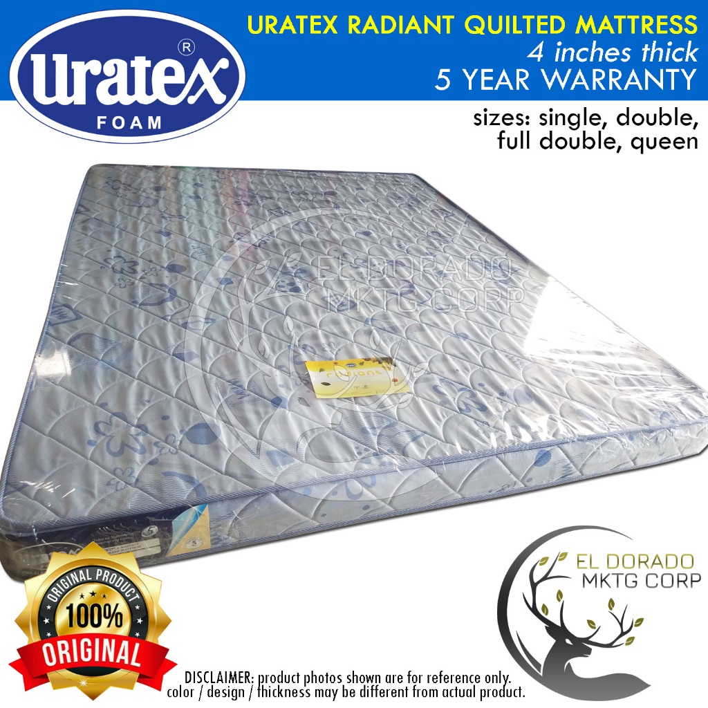 Uratex Radiant Quilted Mattress 4 inches 100% ORIGINAL single double ...