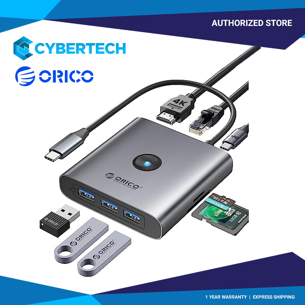 Orico Fax3 8p Gy Ep Usb Hub Docking Station 8 In 1 Type C Grey Shopee