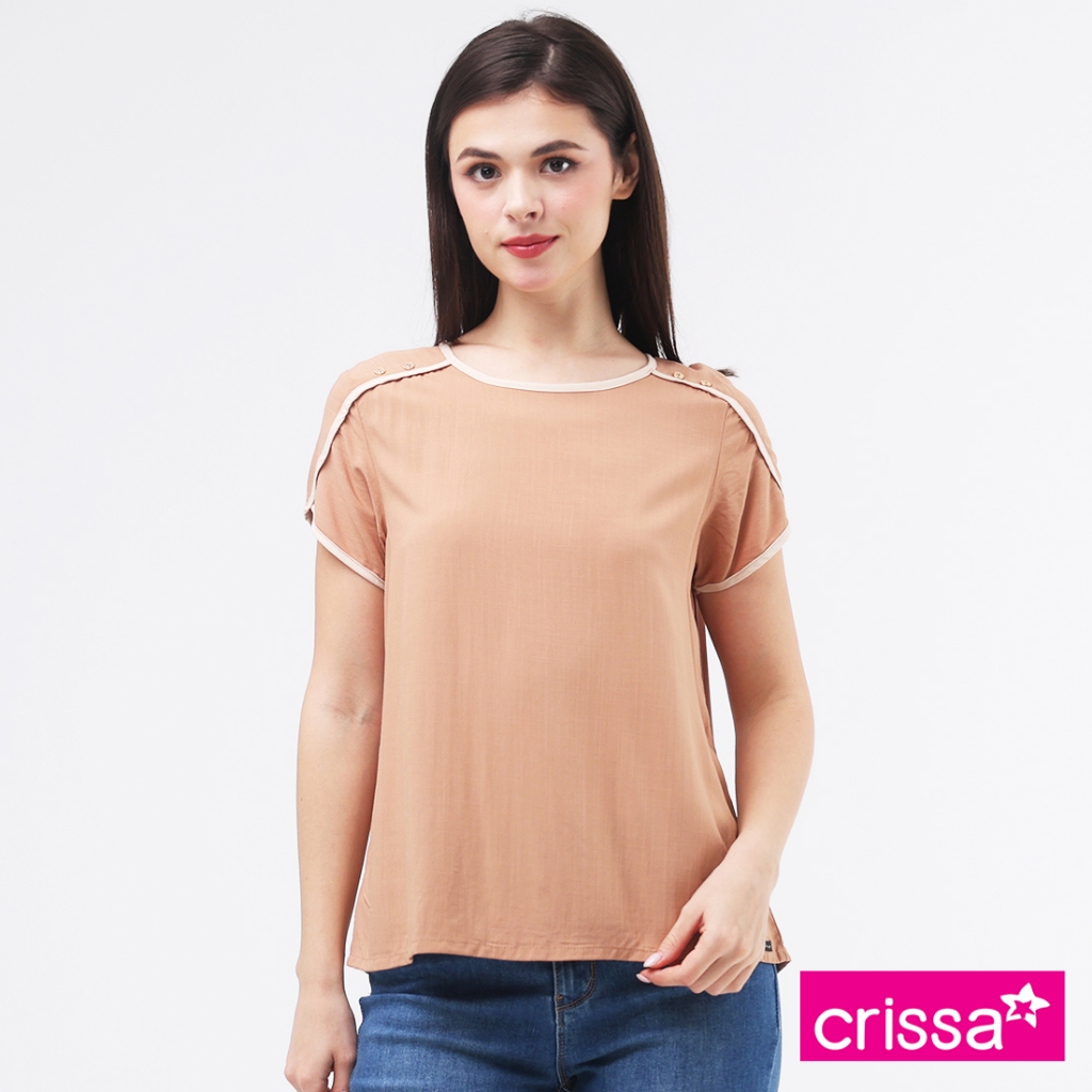 Crissa Soft Linen Woven Short Sleeves Blouse CSFT29-0090 | Shopee ...