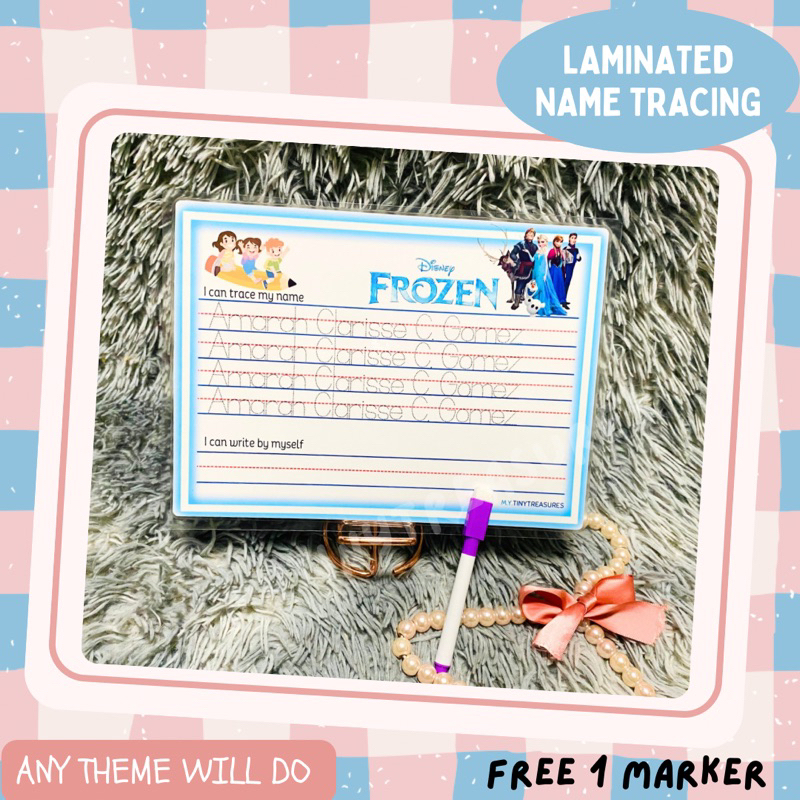 CUSTOMIZED LAMINATED NAME TRACING WITH FREE MARKER (BASIC AND CURSIVE ...
