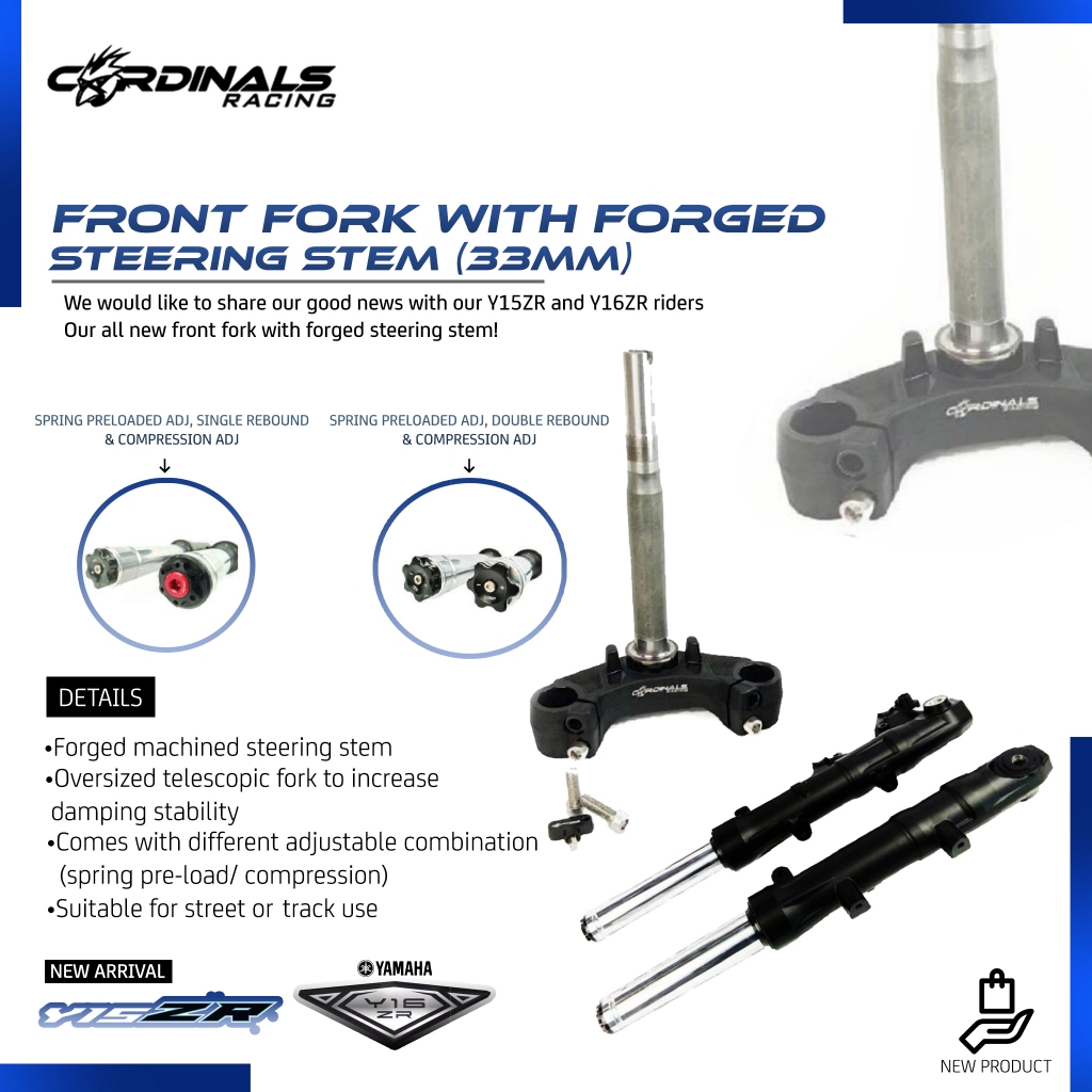 Cardinals Racing - FRONT FORK WITH FORGED STEERING STEM FOR NMAX 33MM ...
