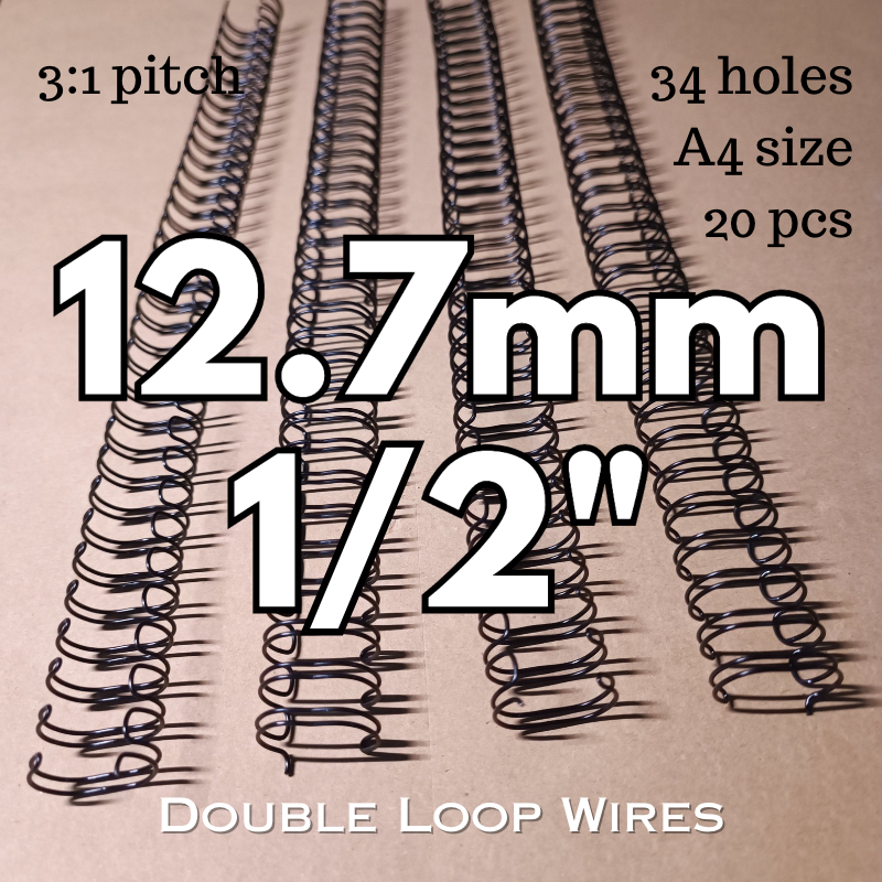 Double Loop Wires for Binding Notebooks A4-size pitch 3:1 34 Holes 12 ...