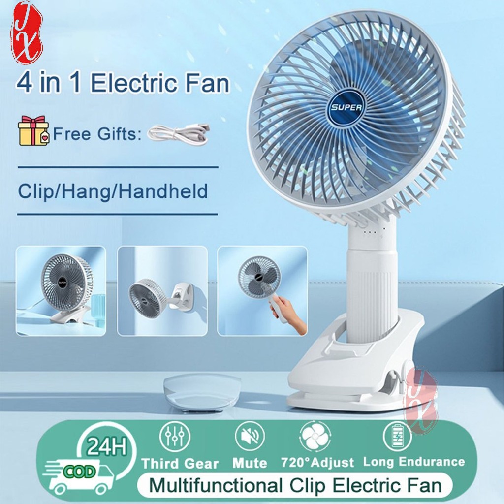 JX 7inch Desk Mini Fan 3 Speed Clip Electric Fan Large Wind Handheld ...