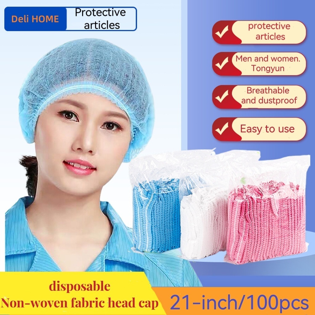 100 Pieces Disposable Hair Head Cover Cap Net Non Woven Cap Universal ...