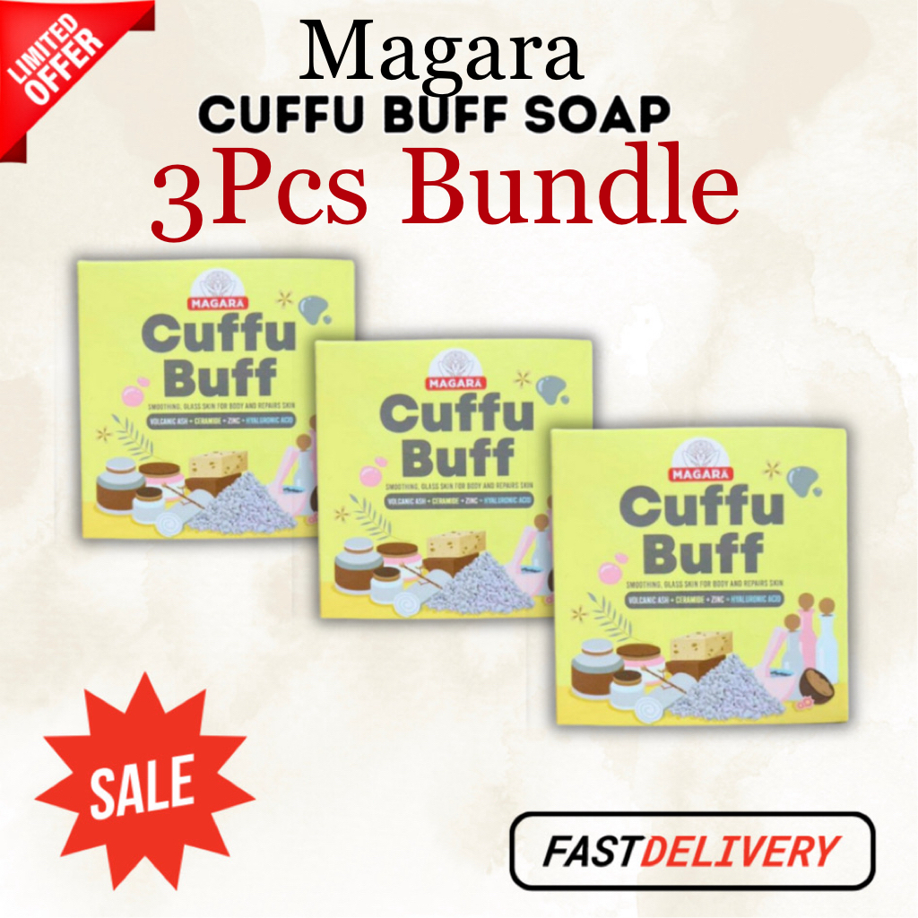 3PCS MAGARA SKIN CUFFU BUFF CUFFU BAR VOLCANIC ASH Scrub SOAP ...