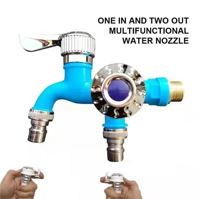 Dual Control Double Outlet Water Tap 1/2 Universal Interface Washing ...