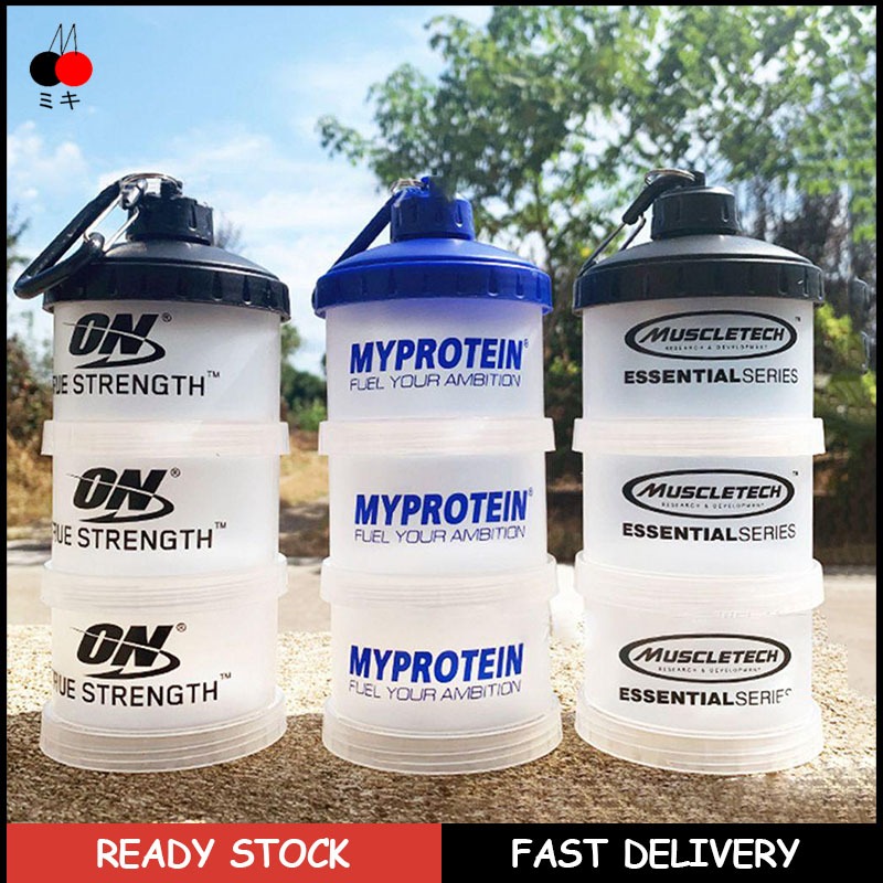 Layered Funnel Powder Bottle 3-layer Portable Snack Can Protein Powder ...