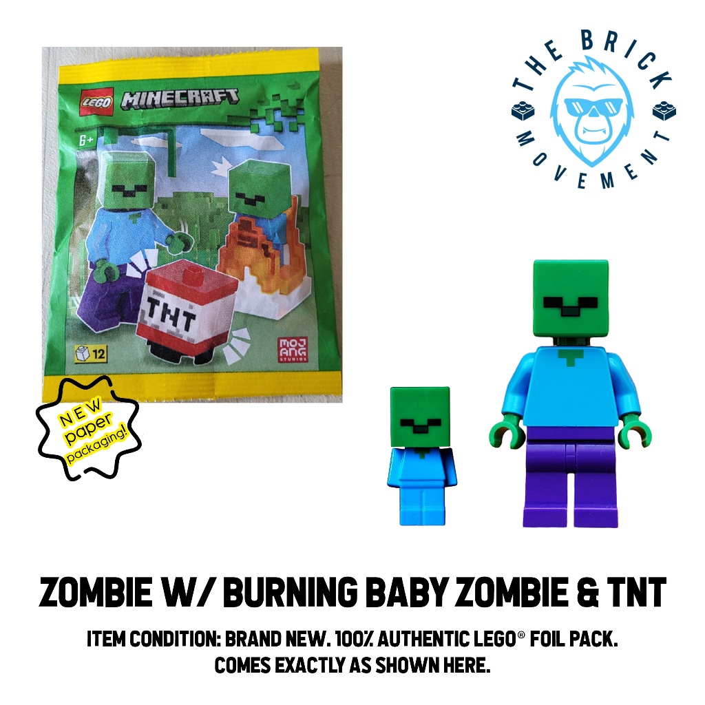 LEGO® MINECRAFT Zombie w/ Burning Baby Zombie & TNT Foil Pack | Shopee ...