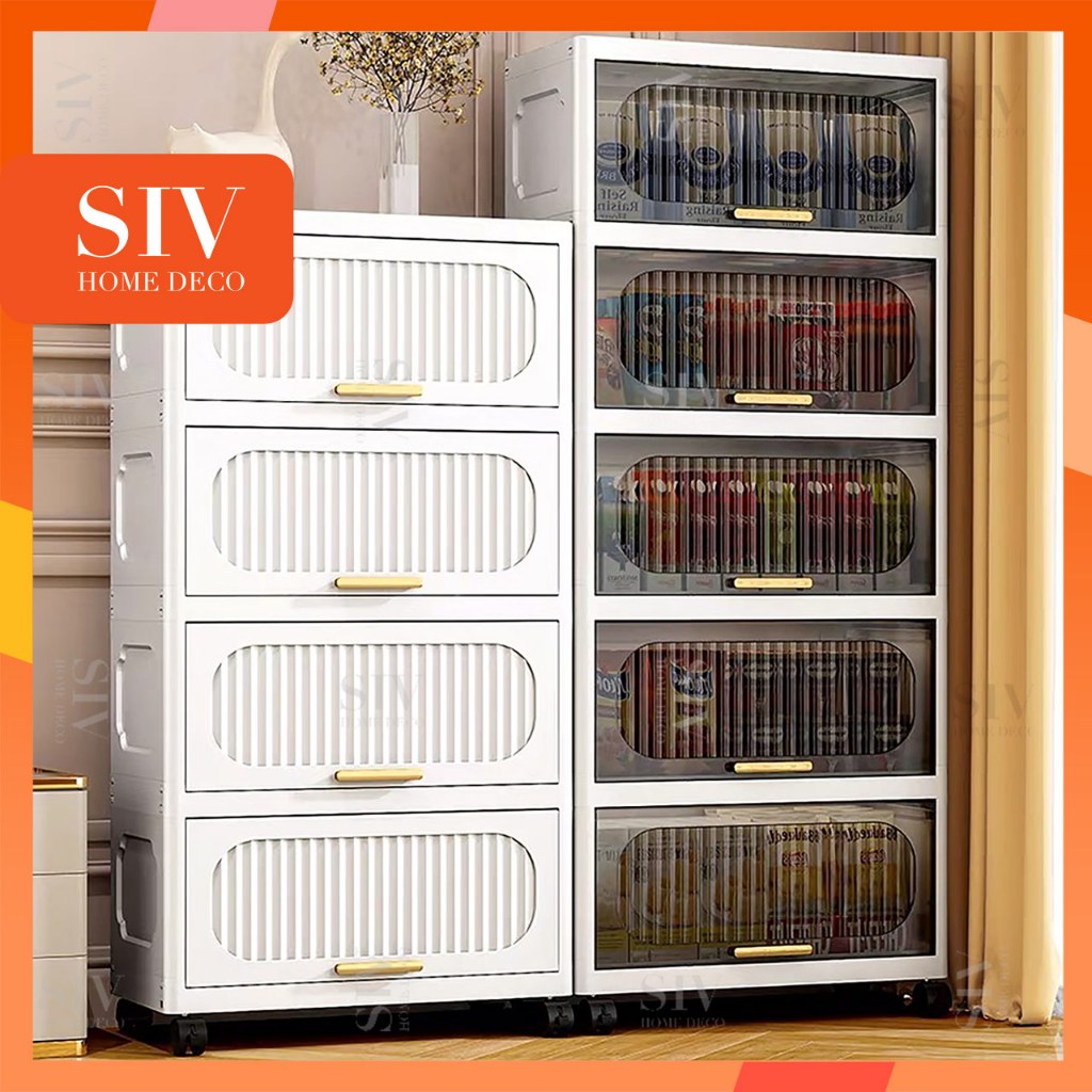 SIV 32-70cm Foldable Storage Cabinet With Flip Door Plastic Storage Box ...