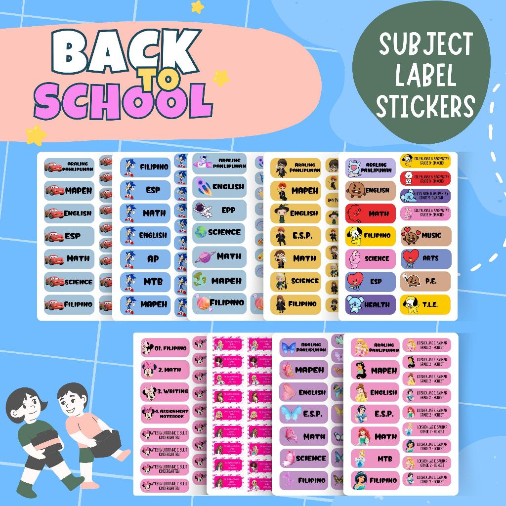 Waterproof Personalized Subject Sticker Label for School | Subject ...