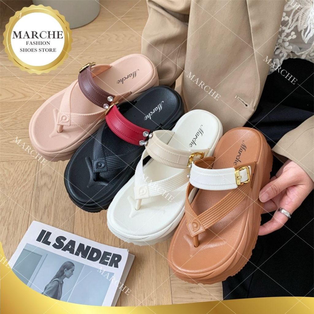 Marche Sandals For Women Thick-Sole Flip-Flops Summer Korean Non-Slip ...