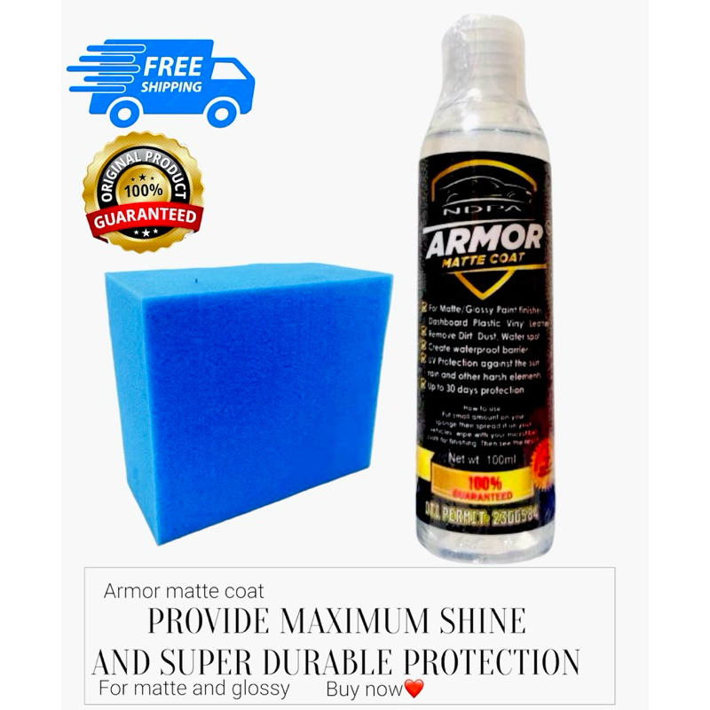 Armor matte coat 100ml (Free 1 SPONGE& micro fiber fiber cloth ) for ...