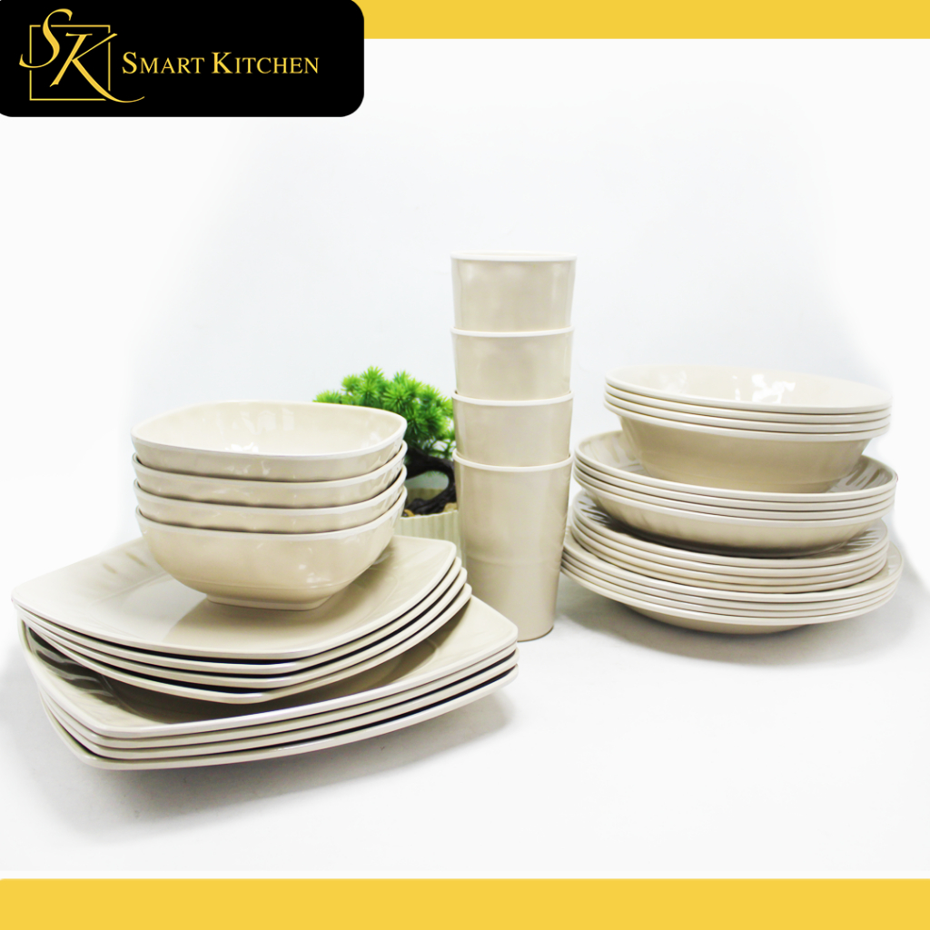 4pcs set Ash Gray Plain Melamine Plates, Bowl, Cup Dinnerware ...