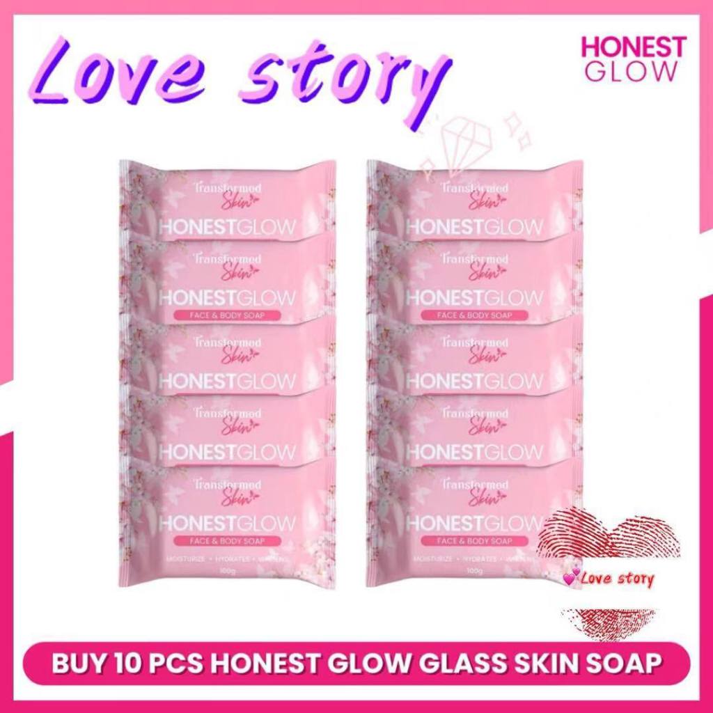 (Set Of 10) Honest Glow Pink Glass Skin Soap for glass glowing skin 80g ...