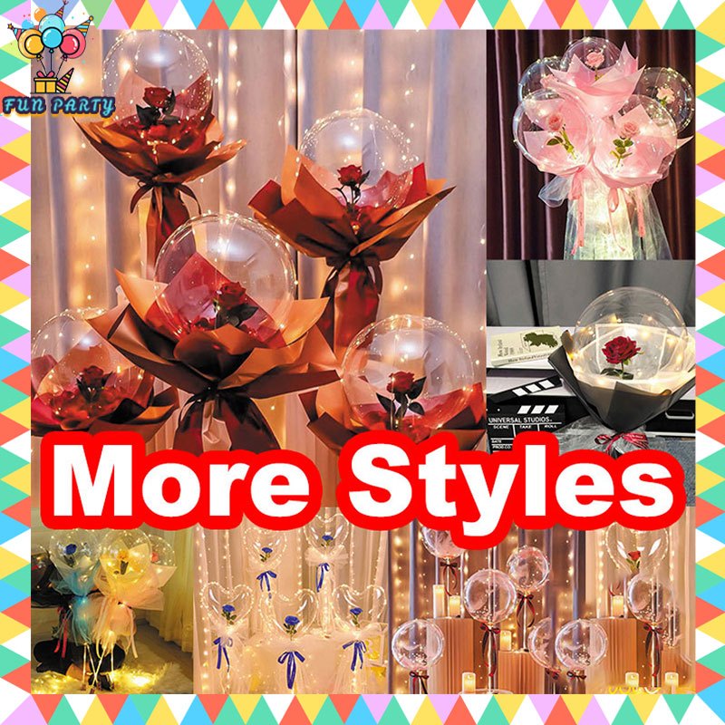 Bobo Balloon Led Transparent Bobo Ball Rose Flower Diy Set Wedding ...