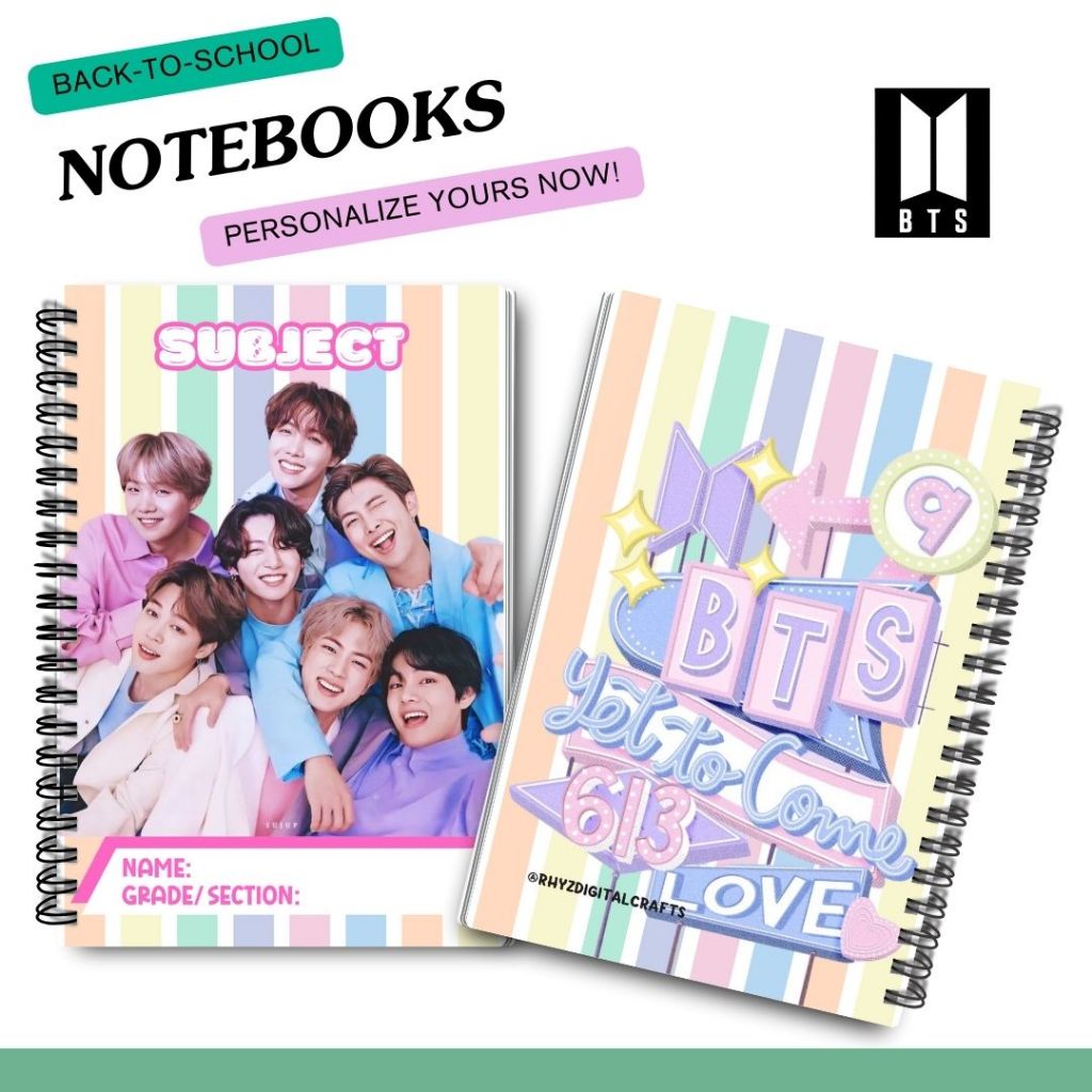 Personalized BTS theme notebook, Customized Notebook, BTS Inspired ...