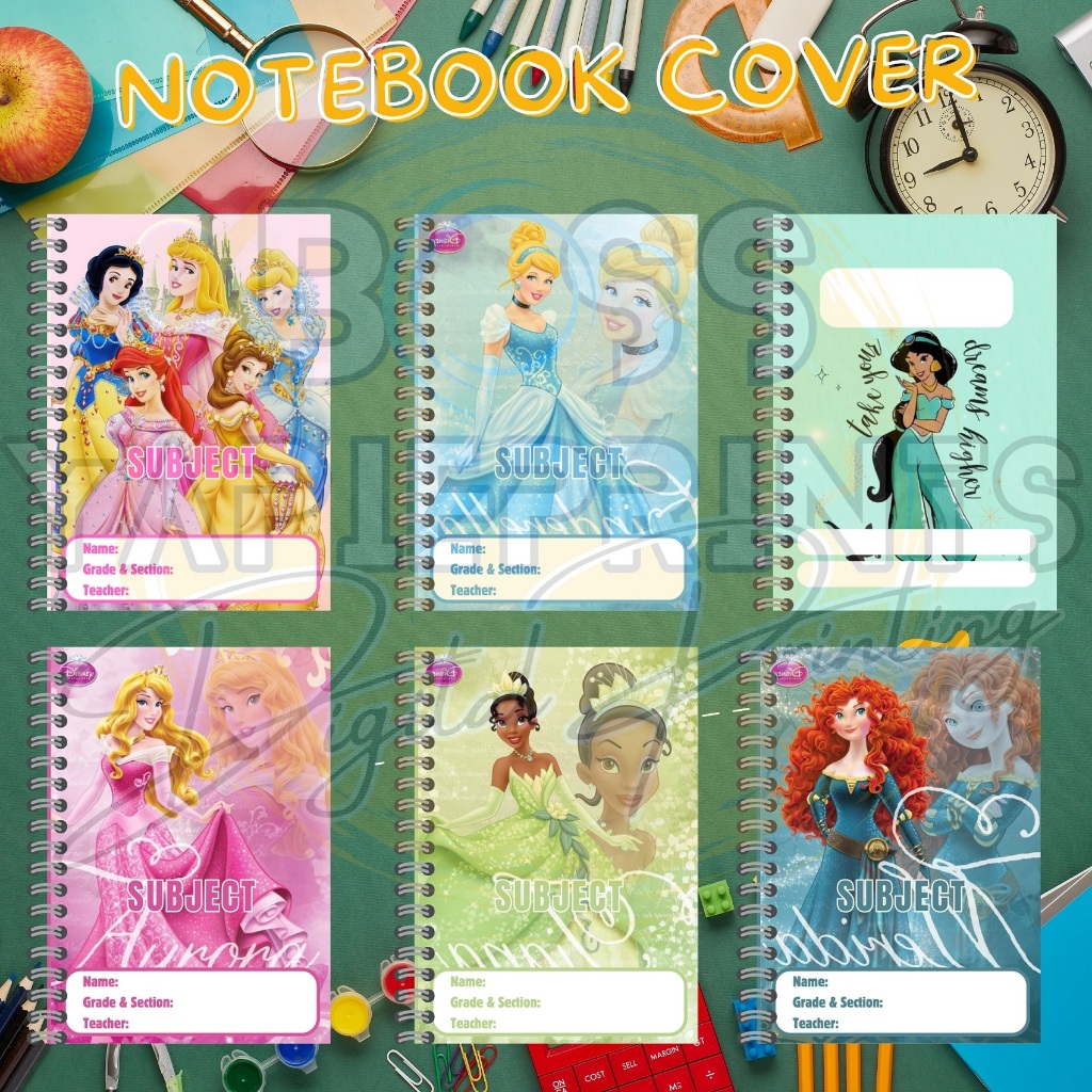 DISNEY PRINCESSES COLLECTION NOTEBOOK COVER PERSONALIZED DESIGN WITH ...
