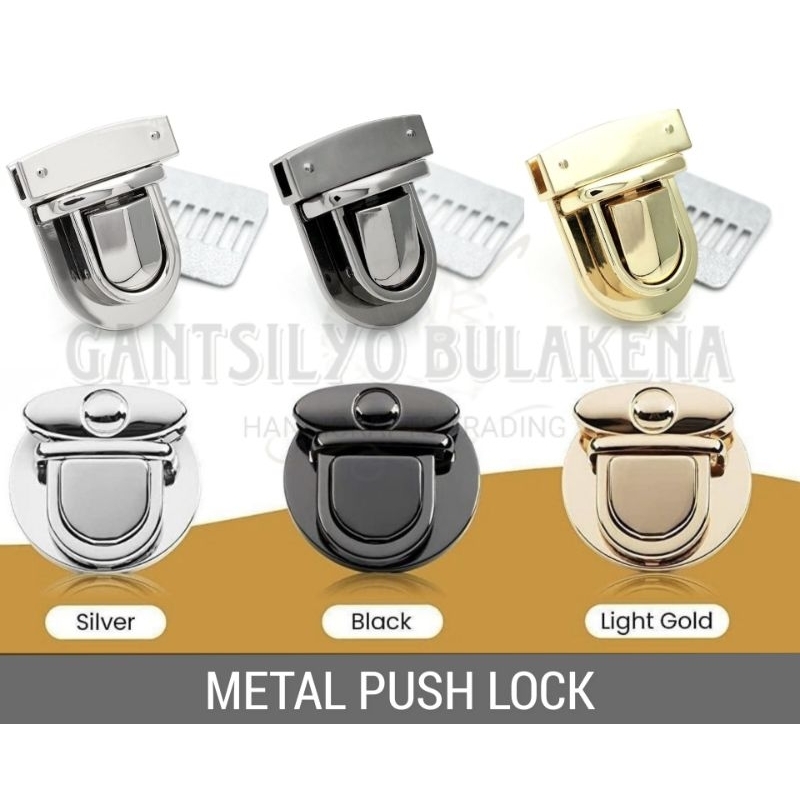 Metal PUSH LOCK CLASP with Washer / Meta Lock Release for Bags Wallet ...