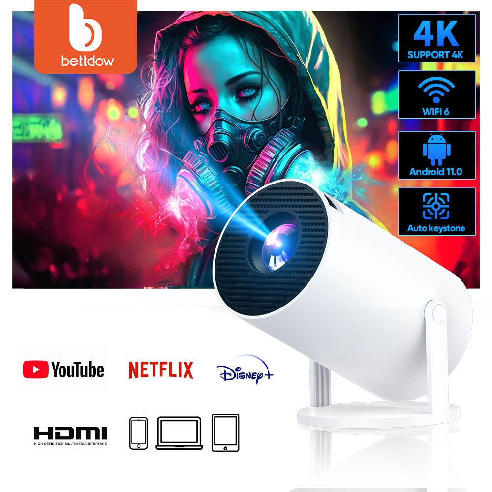 BETTDOW Mini Projector 4K Ultra HD 1080P LCD Smart Projector for Phone ...