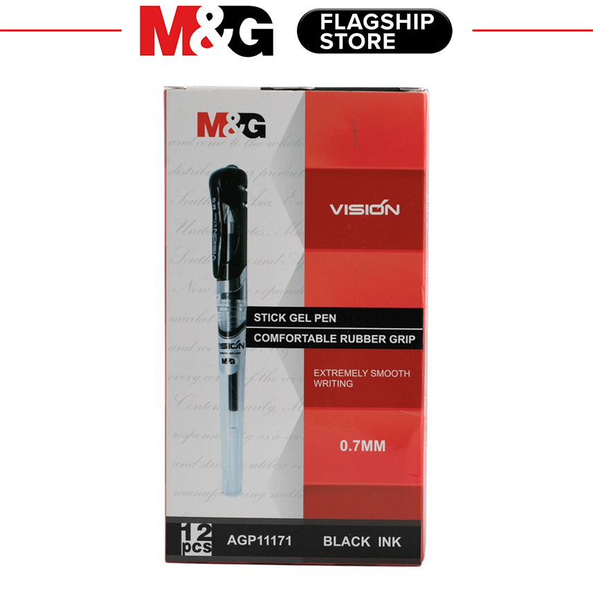 M&G Vision Gel Pen 0.7mm Black - 12pcs Set | Shopee Philippines