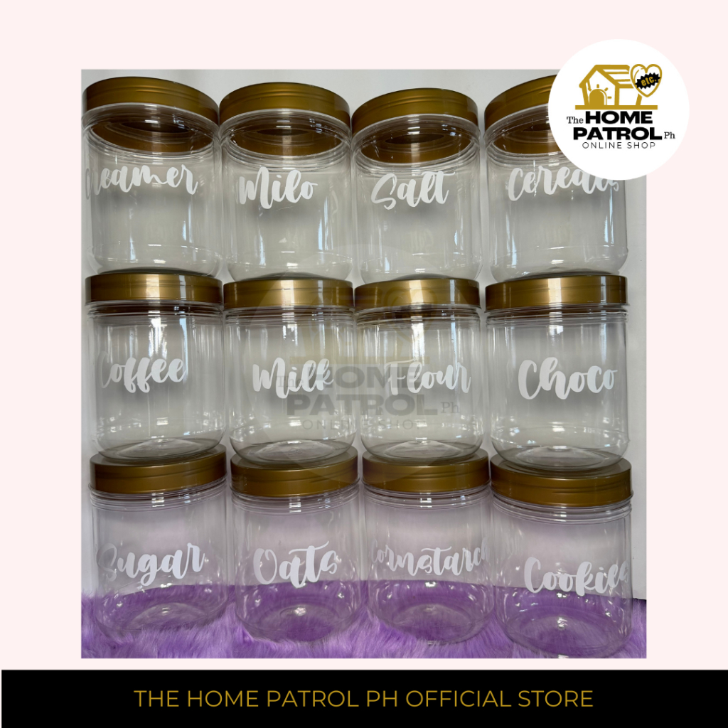 1000ML (1 Liter) U-Shape Plastic Jar (with Premium Label Vinyl Decals ...