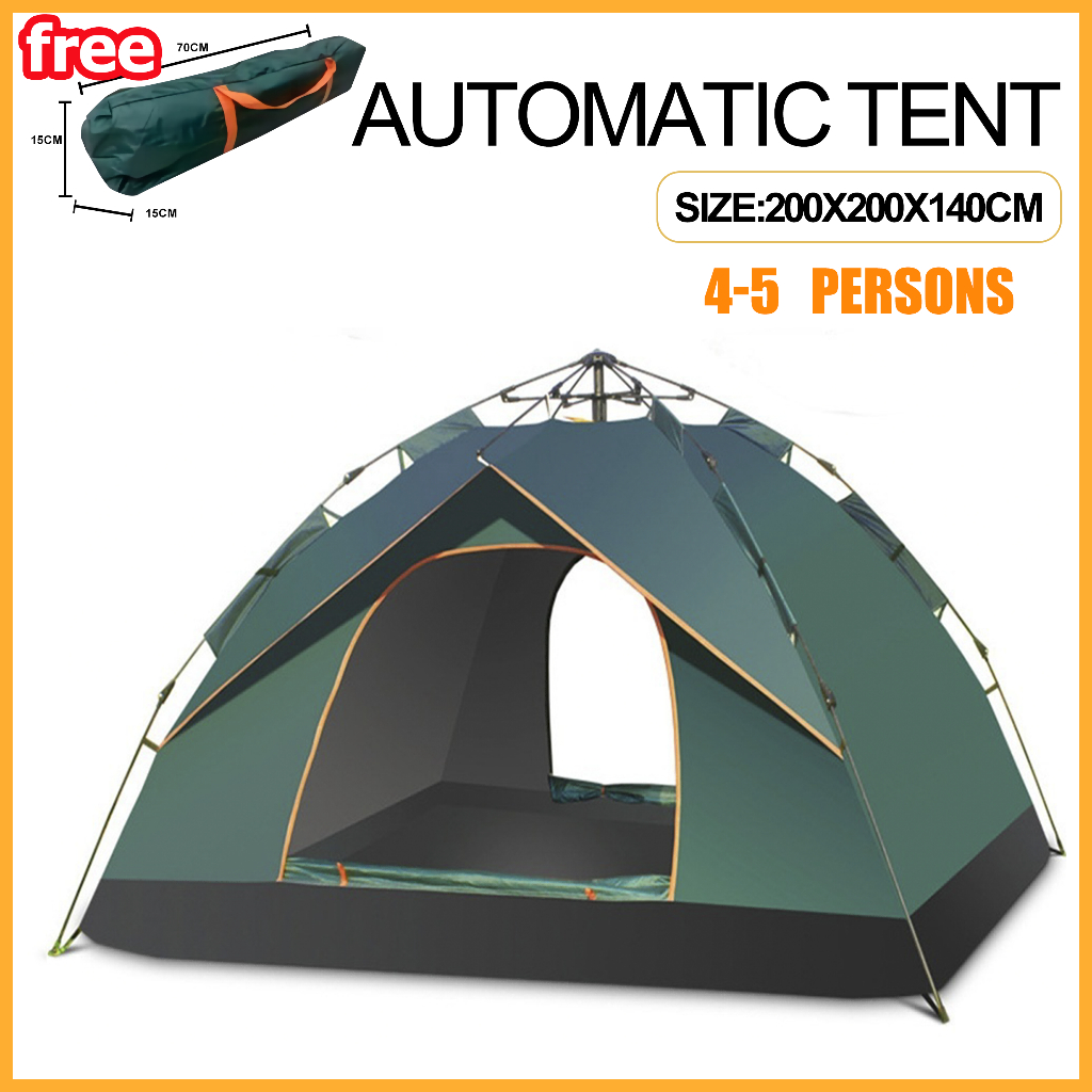 3-4 Person Waterproof Double Layer Tent Outdoor Automatic Camping Tent Family Travel Beach ...