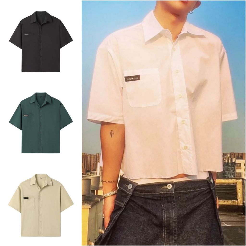 KICKSFASHION Boxy Cropped Shirt for Men 6 Colors Box Fit Polo Plain ...