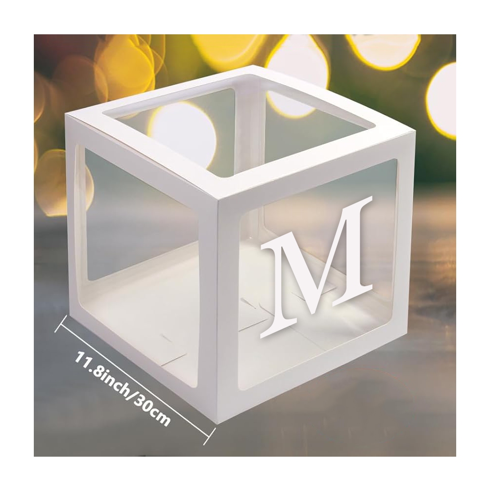 Balloons Box Birthday Name Box 1st Year Old Decoration Set Transparent ...