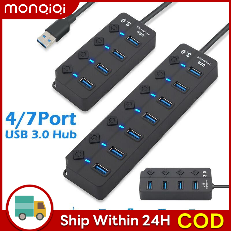 7 Ports USB Port Extension 3.0 High Speed USB Hub For Laptop Multiple ...