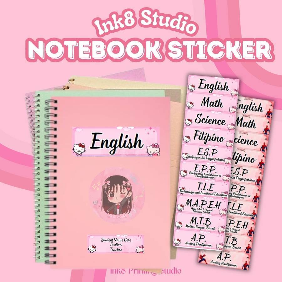 INK8 | Notebook Subject Sticker Name Tag Button Pin Customize | Shopee ...
