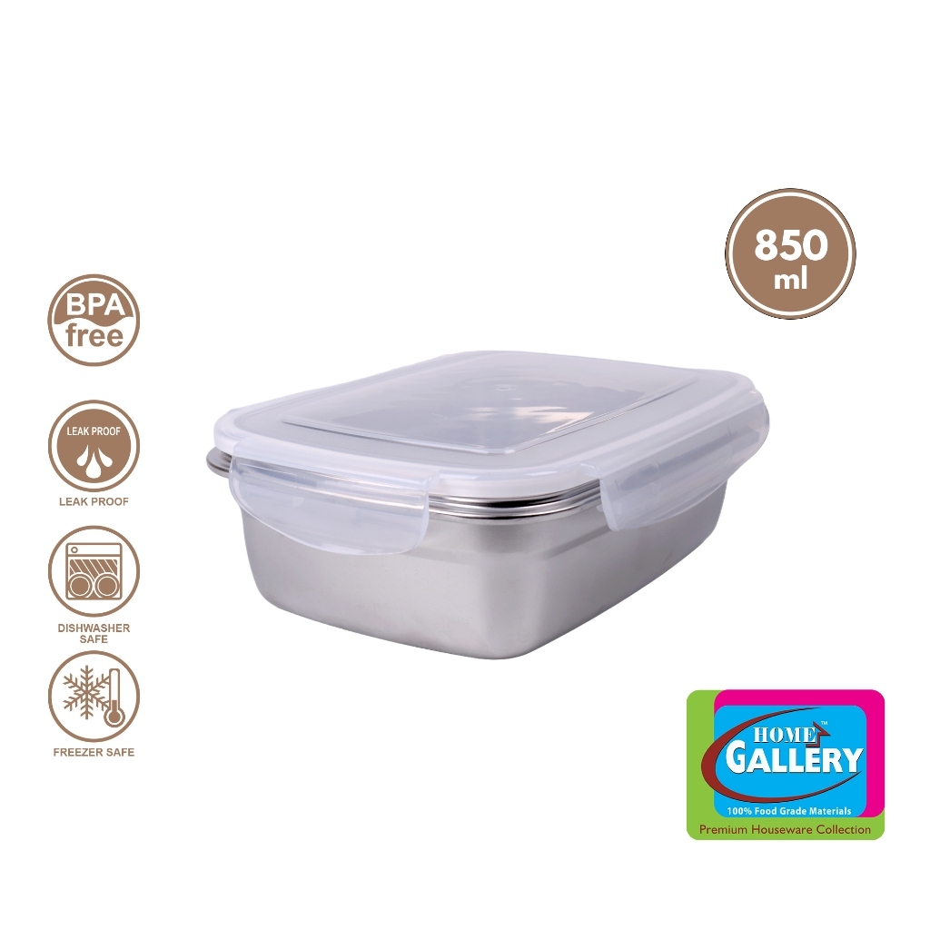 Home Gallery Pure 18/8 Stainless Steel Rectangular Food Keeper ...