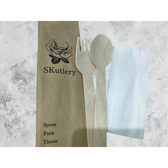 ECO friendly restaurant supplies cutlery set 3in1 Wooden Spoon Fork ...