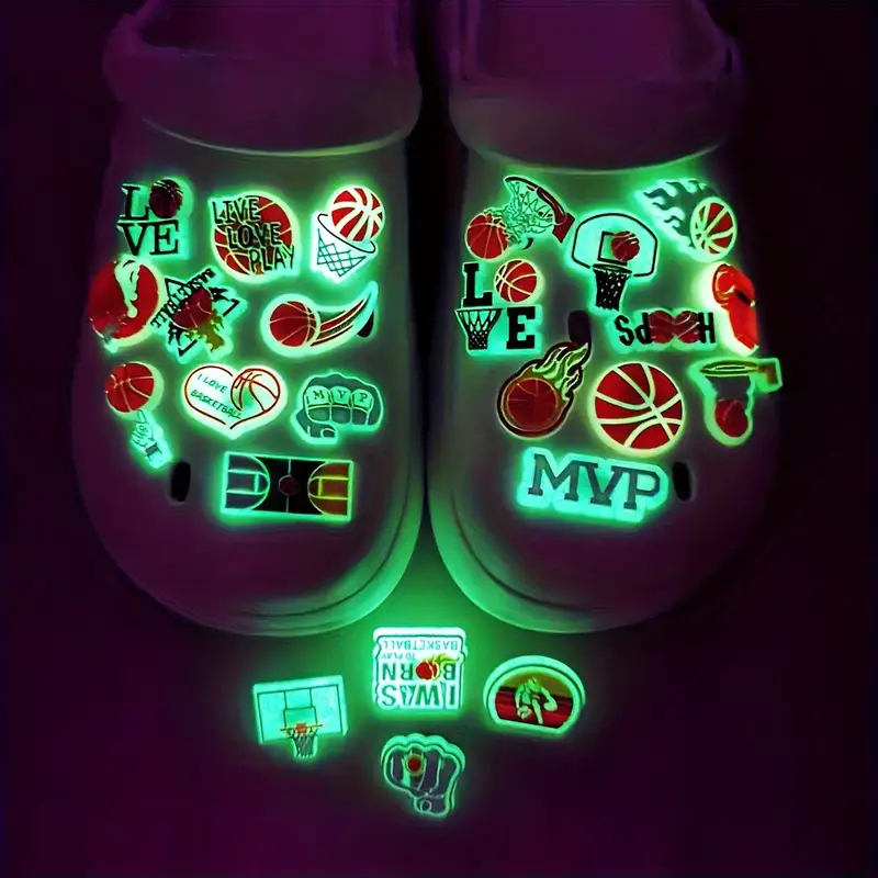 Luminous basketball design decoration jibbitz for crocs decoration ...