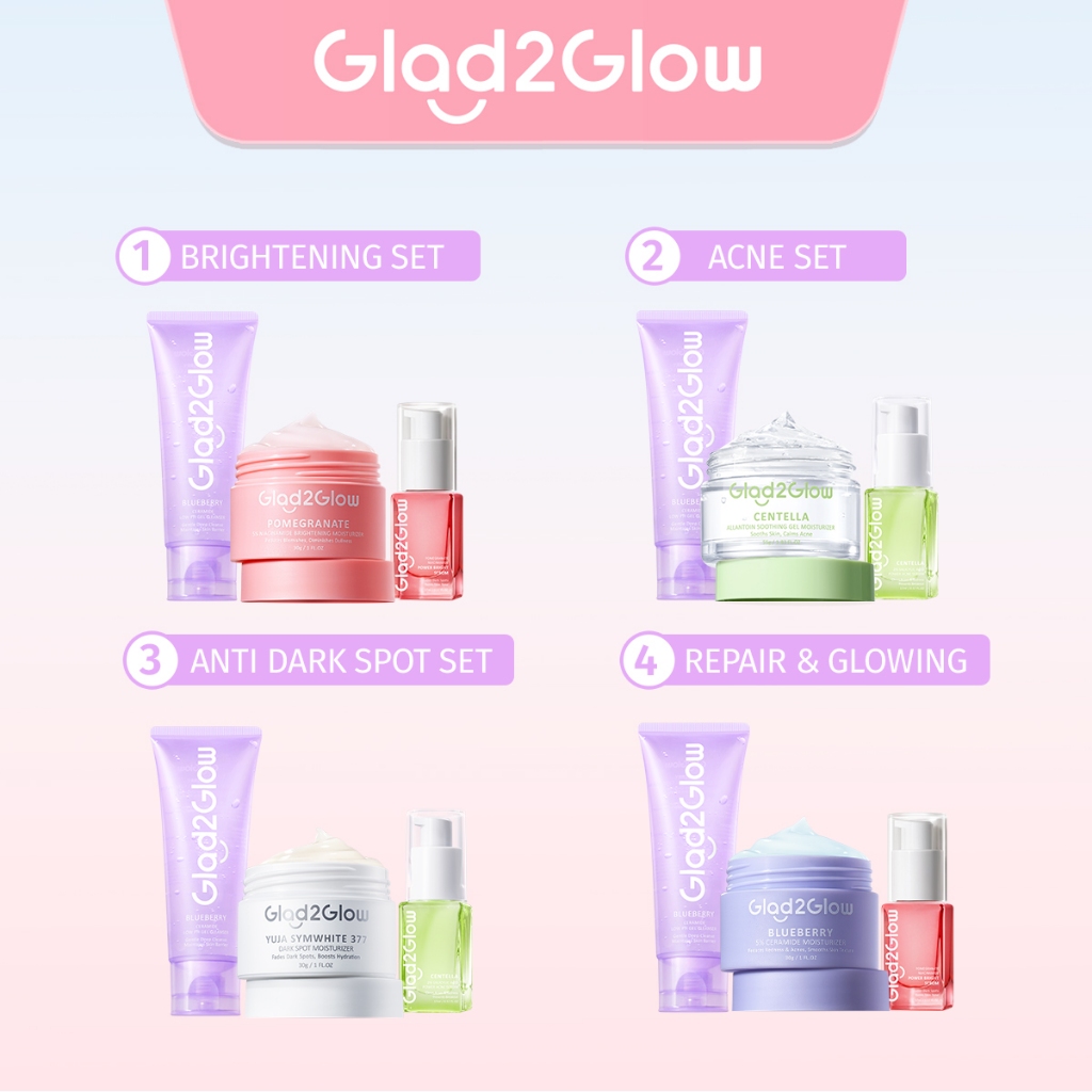 [TOP] 3PCS Glad2Glow Skincare Set With Niacinamide Serum Aha Bha Pha ...