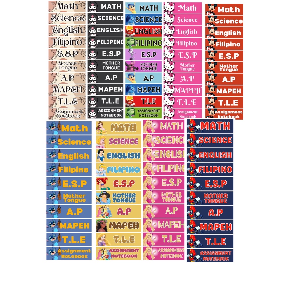 Subject Label Glossy Sticker - 10 subjects | Shopee Philippines